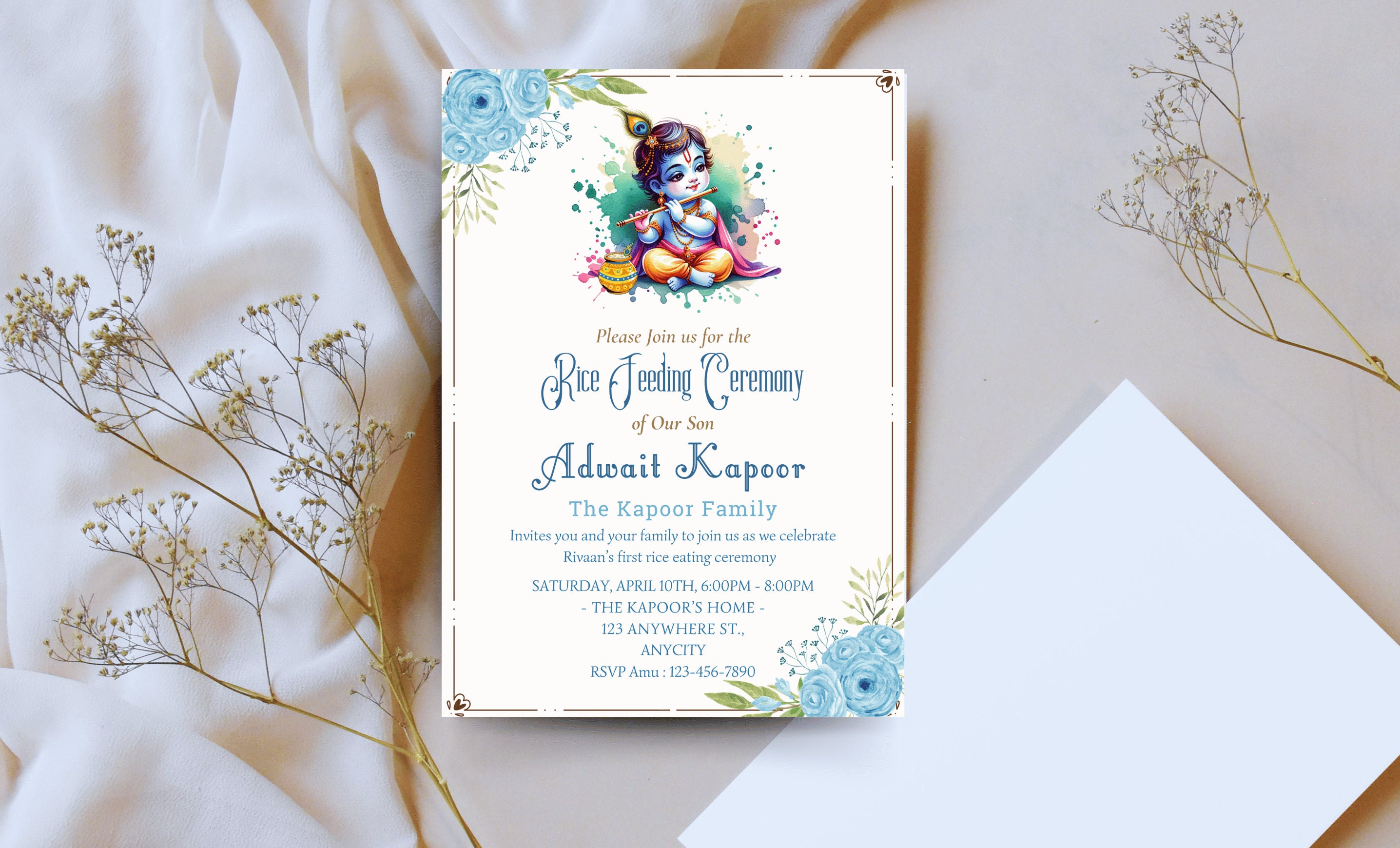 Editable Annaprashan Invitation Card Rice Feeding Ceremony Invite Pasni ...