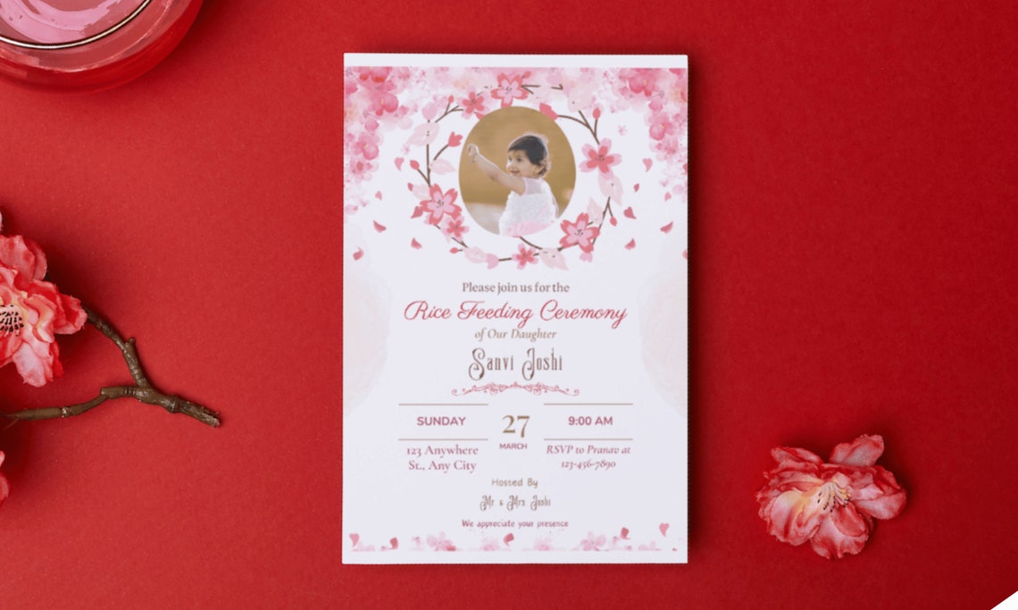 Buy Editable Annaprashan Invitation Card Rice Feeding Ceremony Invite ...