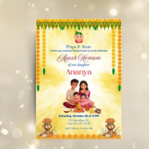 Baby Girl Ayush Homam Invitation: Personalized Canva Template (digital ...