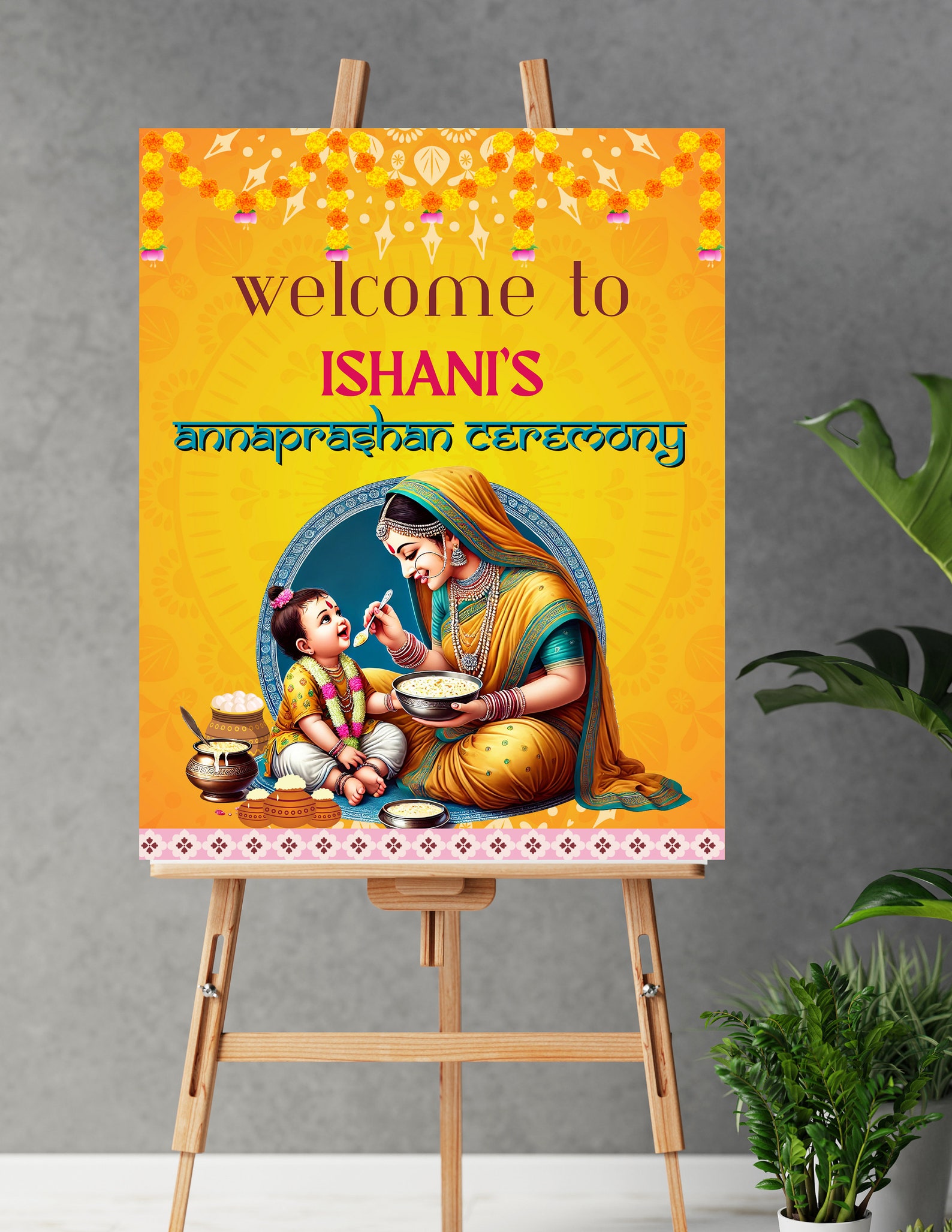 First Rice Ceremony Annaprashan Welcome Sign, Baby Girl Annaprasana ...