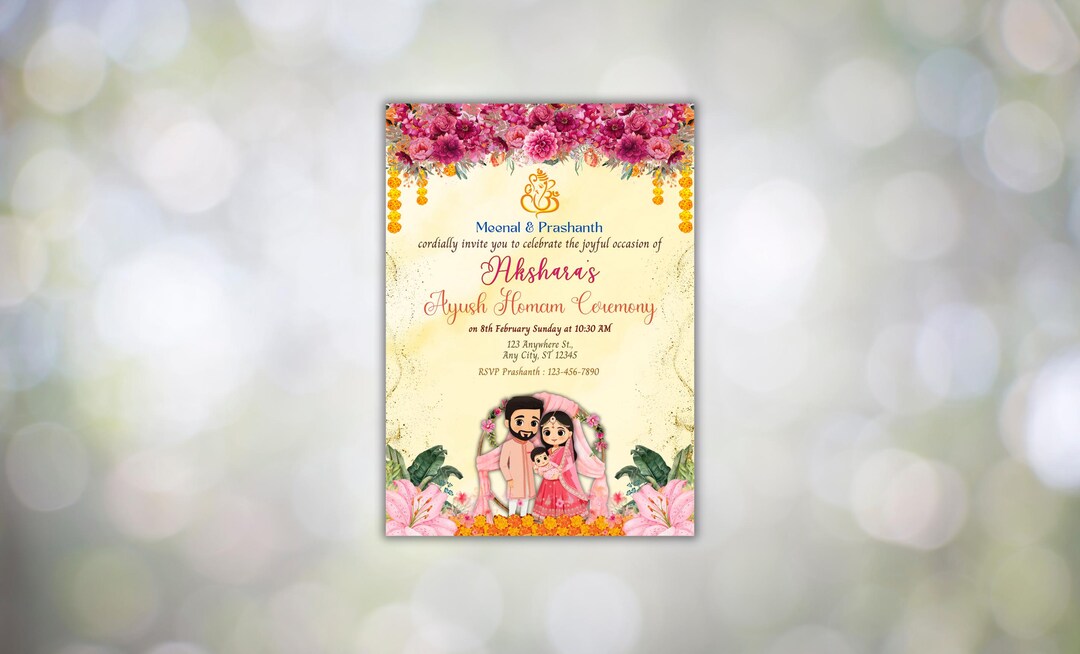 Ayush Homam Ceremony Invitation Auyushya Homa Invitation Card Baby Girl ...
