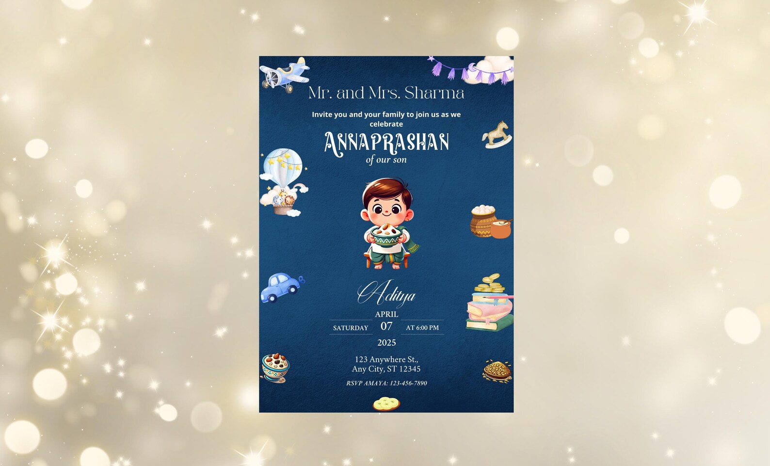Editable Annaprashan Invitation Card Rice Feeding Ceremony Invite Pasni ...