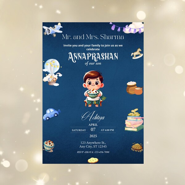 Editable Annaprashan Invitation Card Rice Feeding Ceremony Invite Pasni ...