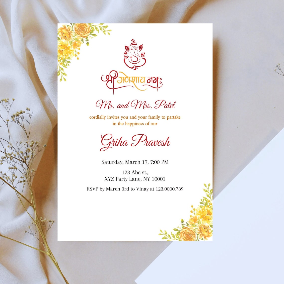 Indian Griha Pravesh Invitation | Housewarming Party Invite | Gruha ...