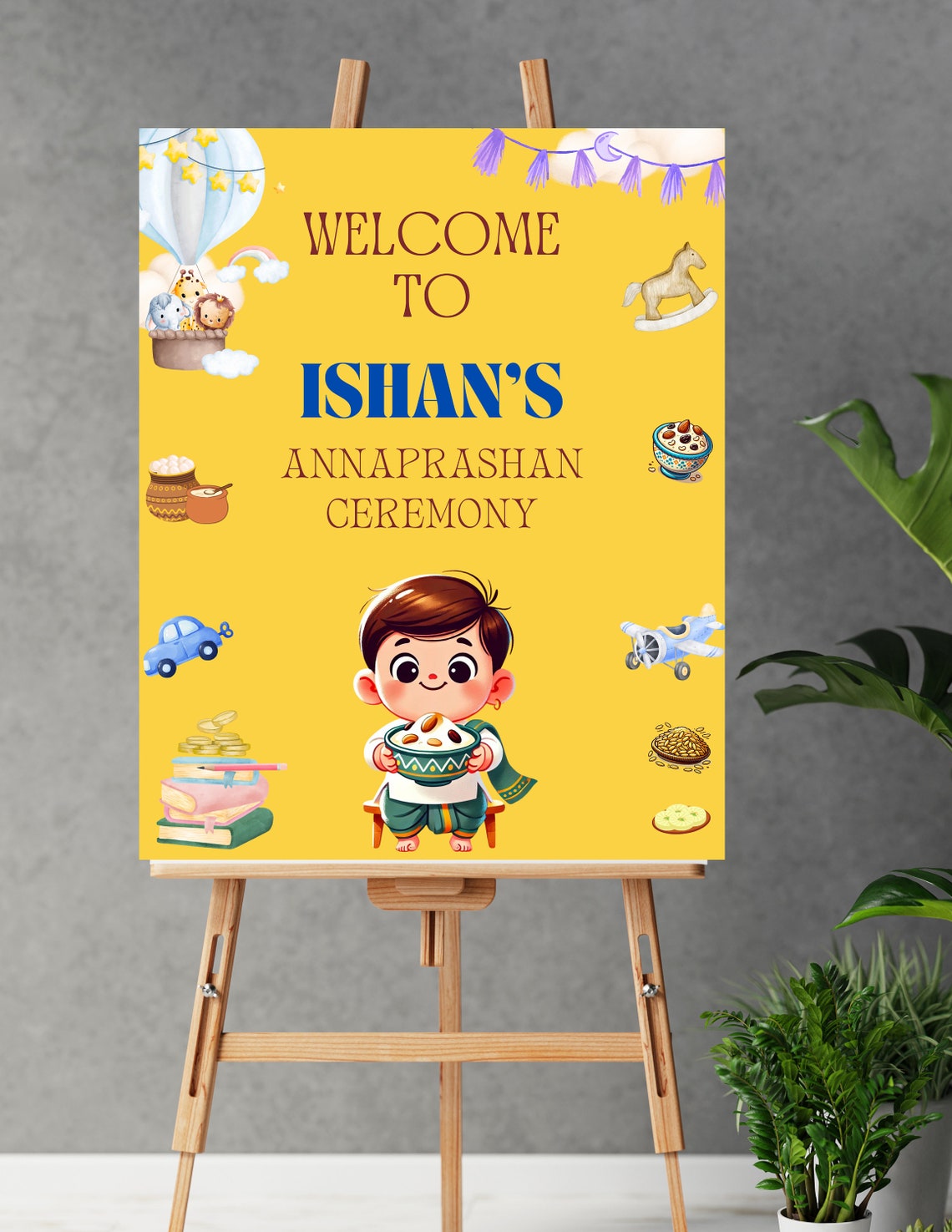 First Rice Ceremony Annaprashan Welcome Sign, Baby Boy Annaprasana ...