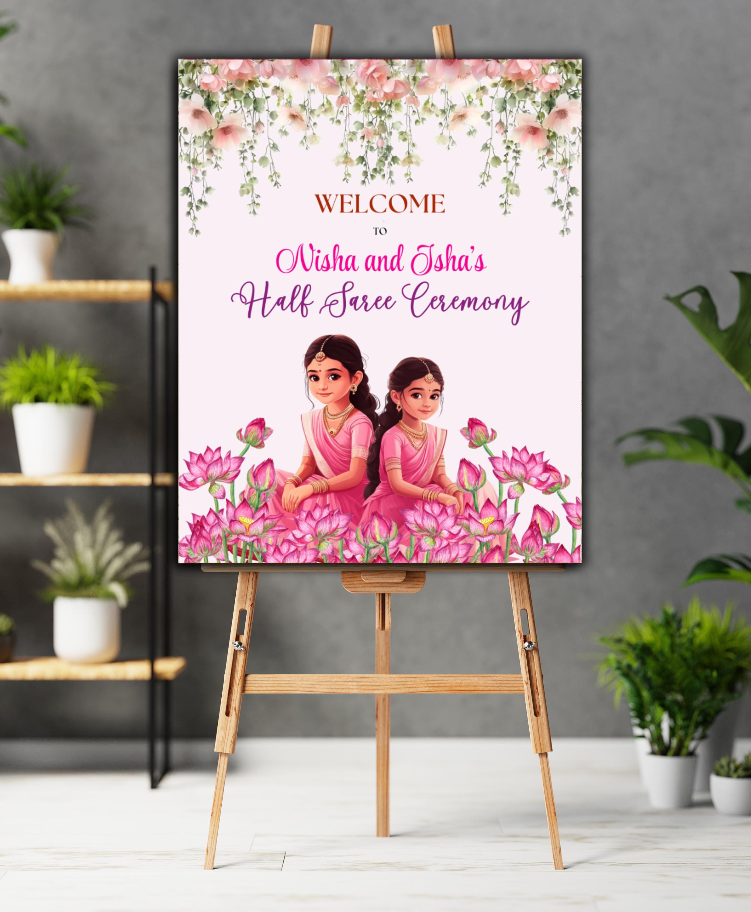 Half Saree Ceremony Welcome Sign, Puberty Ritu Kala Samskaram, Langa ...