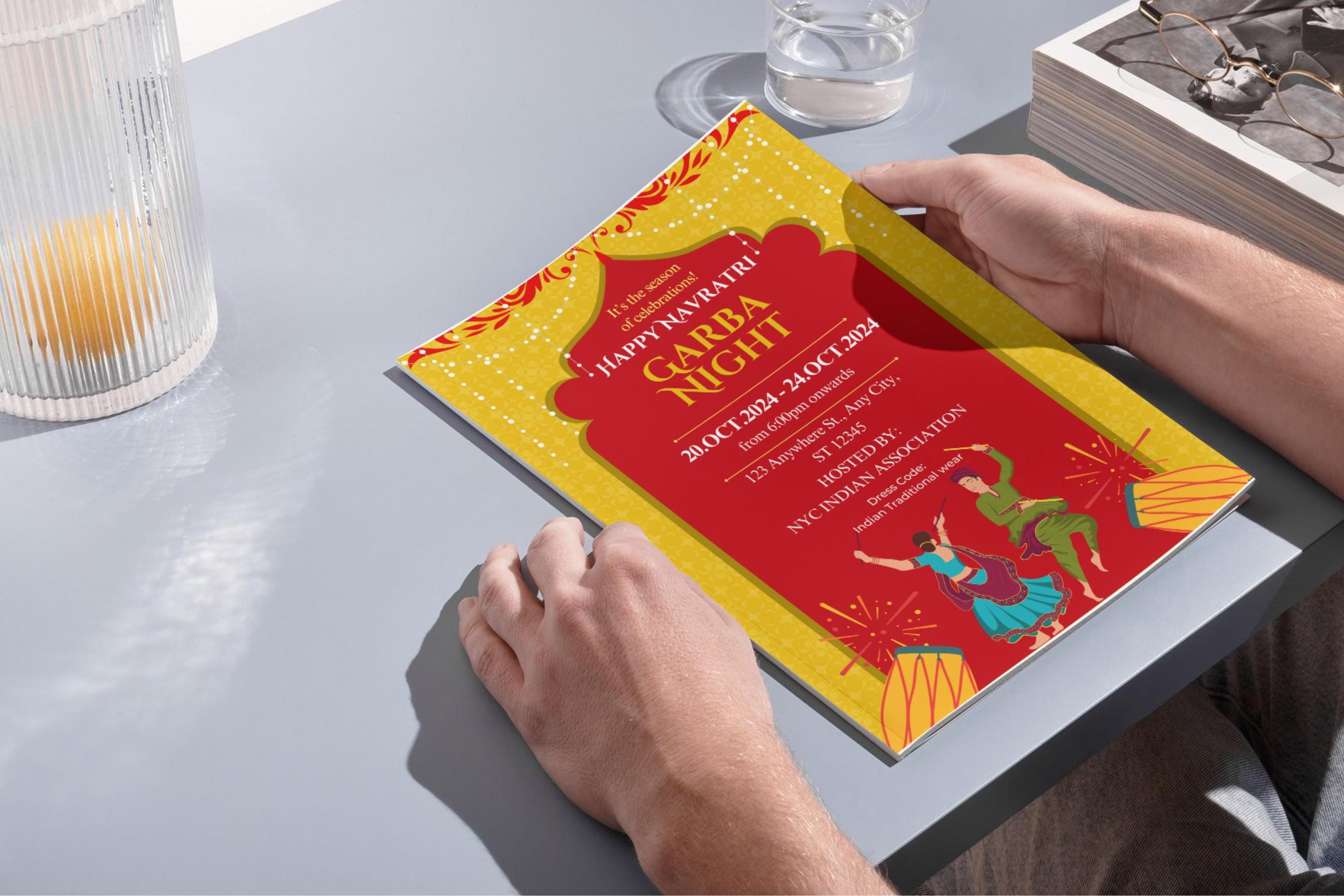 Navratri Dandiya Nights Garba Invite, Garba Invitation, Indian Dance ...