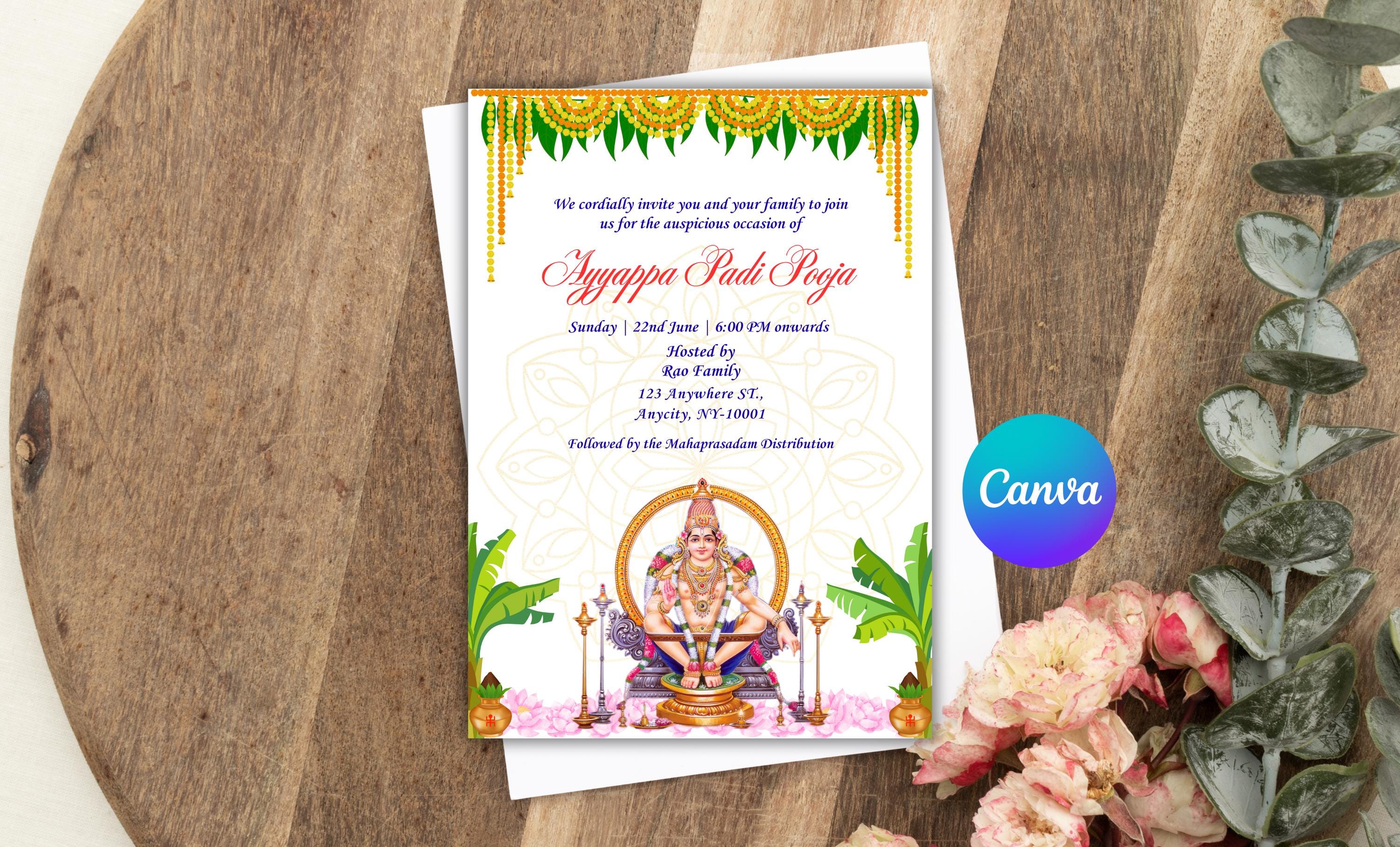 Ayyappa Padi Pooja Invitation: Editable Canva Template (5x7 Inch) - Etsy