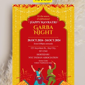 Navratri Dandiya Nights Garba Invite, Garba Invitation, Indian Dance ...