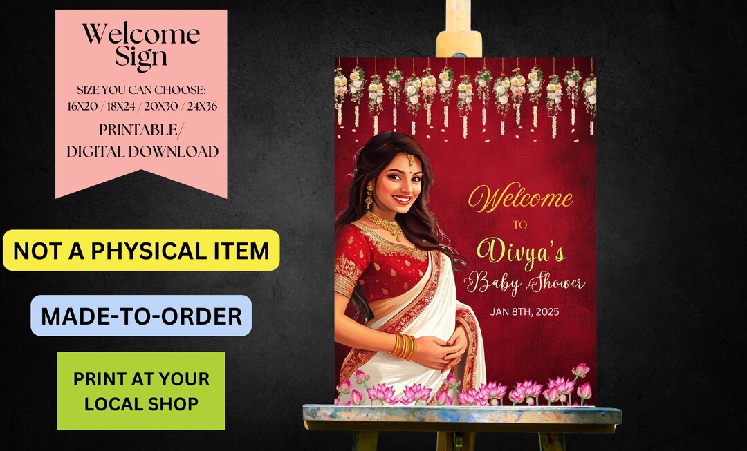 Indian Baby Shower Welcome Sign, Dahi Chiura, Godh Bharai Welcome ...