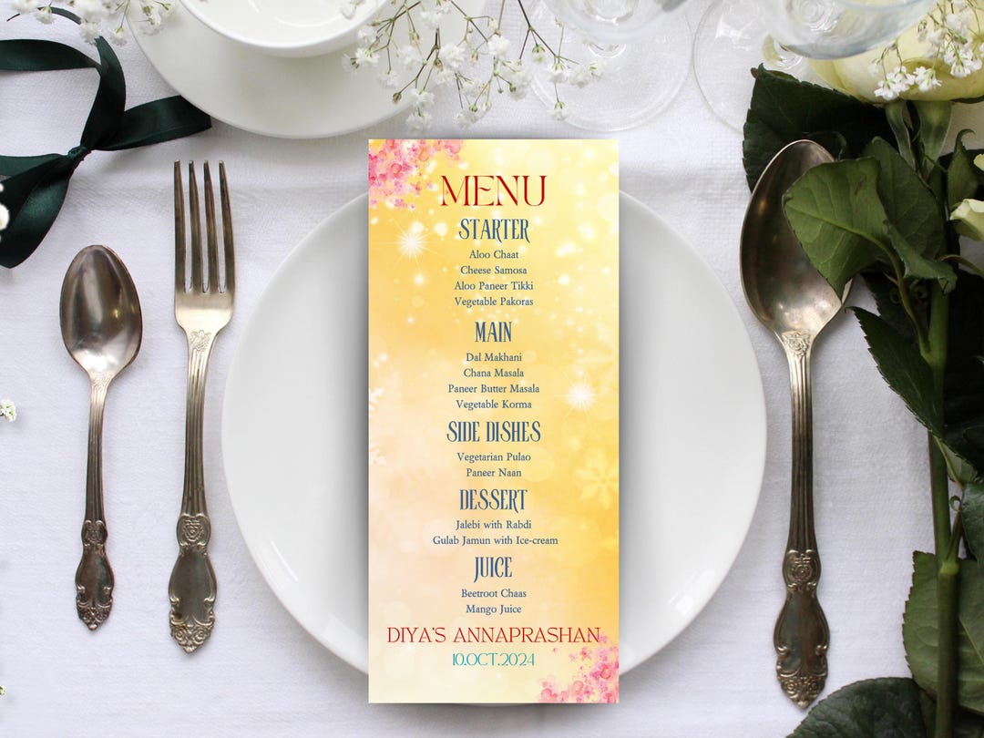 Annaprashan Food Menu Card, First Rice Feeding Party Food Menu Card ...