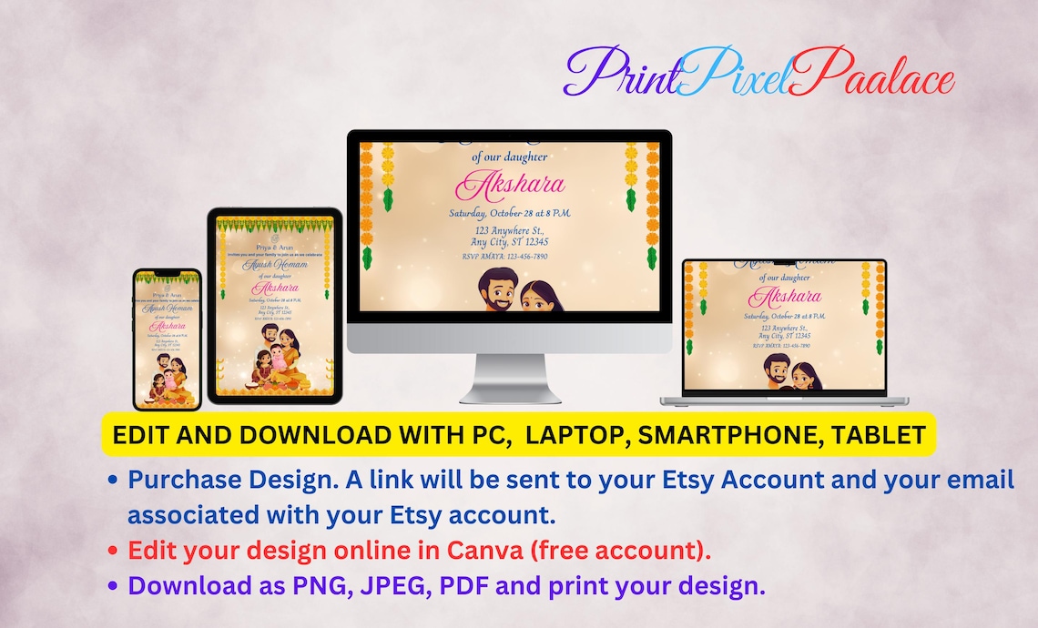 Ayush Homam Ceremony Invitation: Personalized Canva Template (digital ...