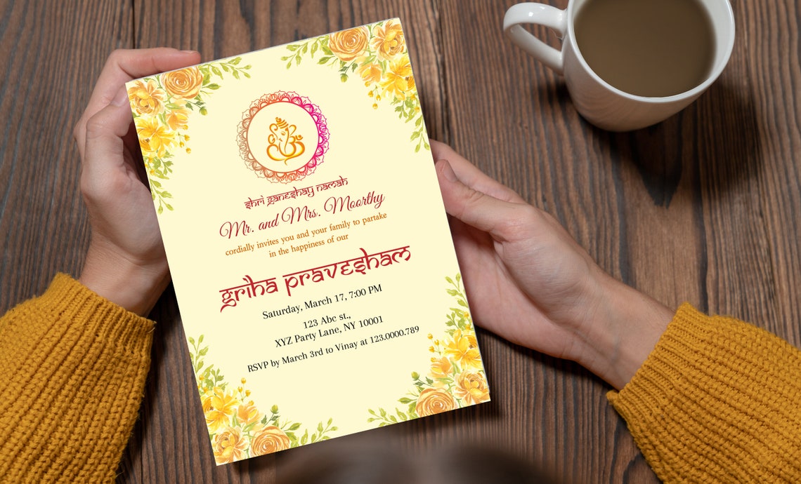 Indian Griha Pravesh Invitation Housewarming Party Invite Gruha Pravesh ...