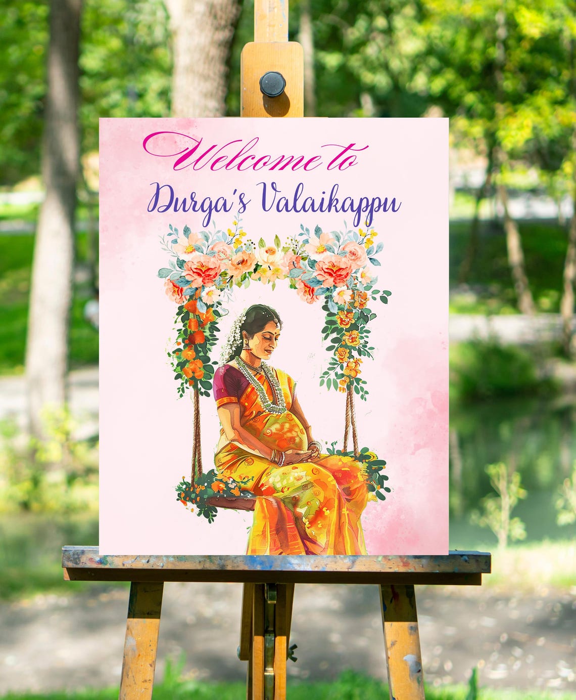 Indian Baby Shower Welcome Sign, Indian Godh Bharai Welcome Banner Yard ...