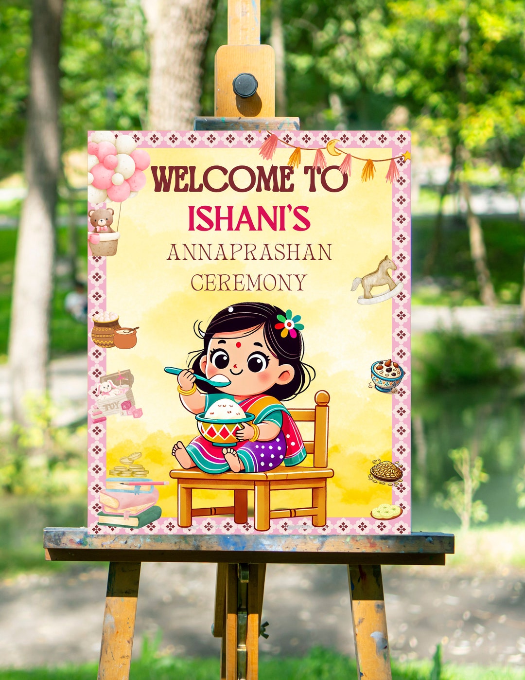 First Rice Ceremony Annaprashan Welcome Sign, Baby Girl Annaprasana ...