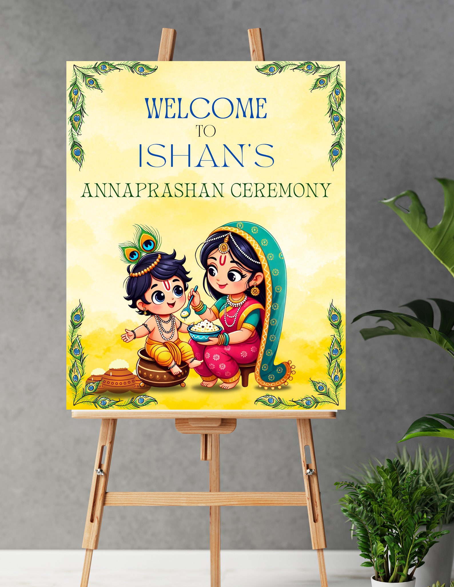 First Rice Ceremony Annaprashan Welcome Sign, Baby Boy Annaprasana ...