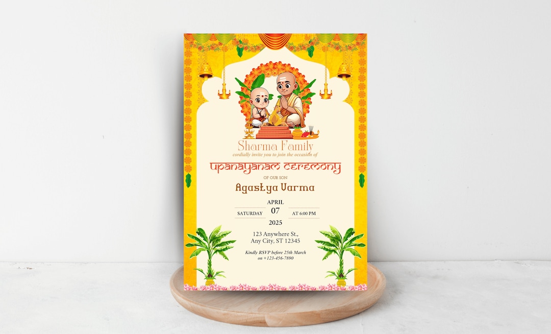 Upanayanam Invitation, Thread, Janeu Ceremony Invitation, Upanayana ...