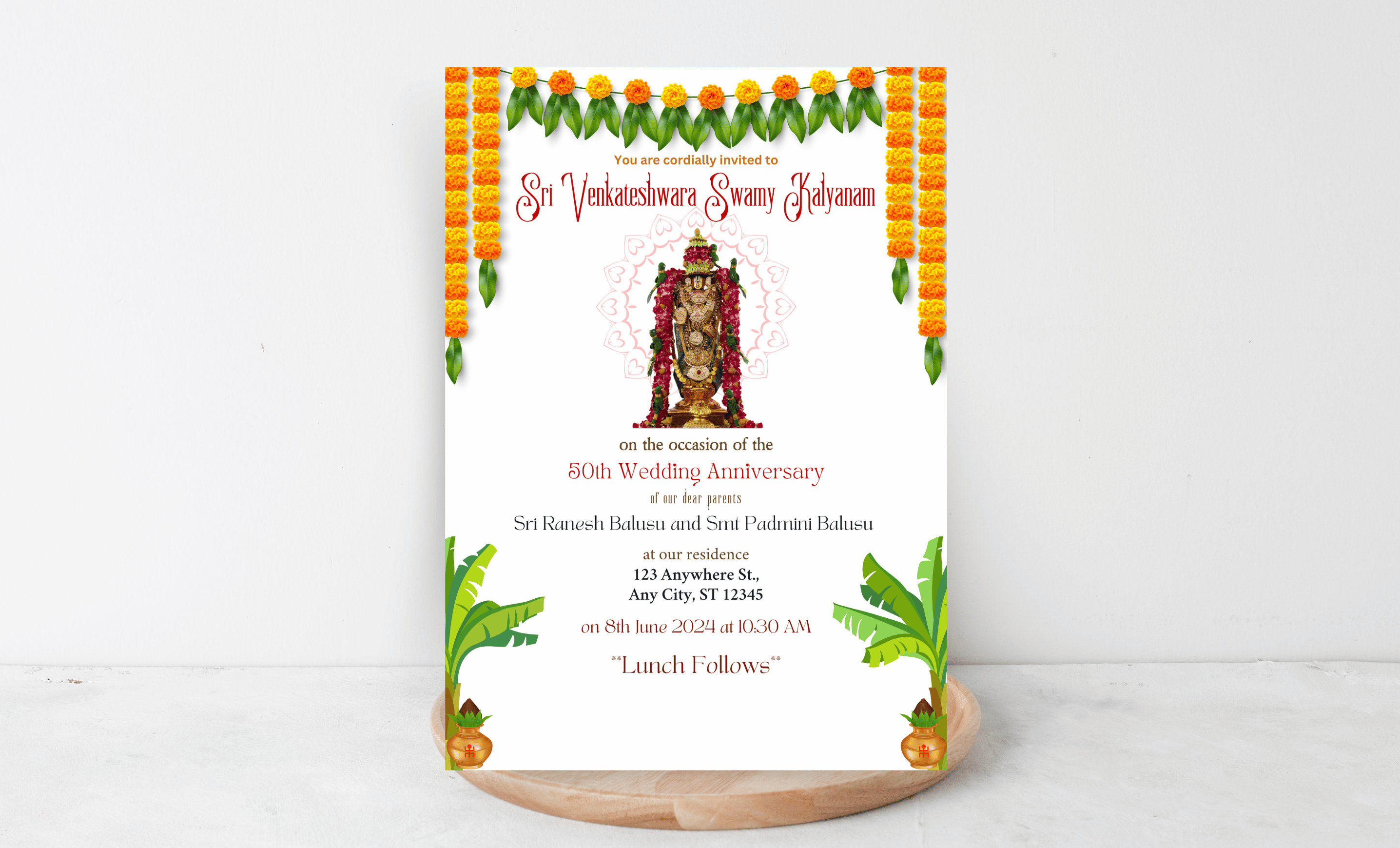 Sri Venkateshwara Swamy Kalyanam Invite Digital Download Canva Template ...