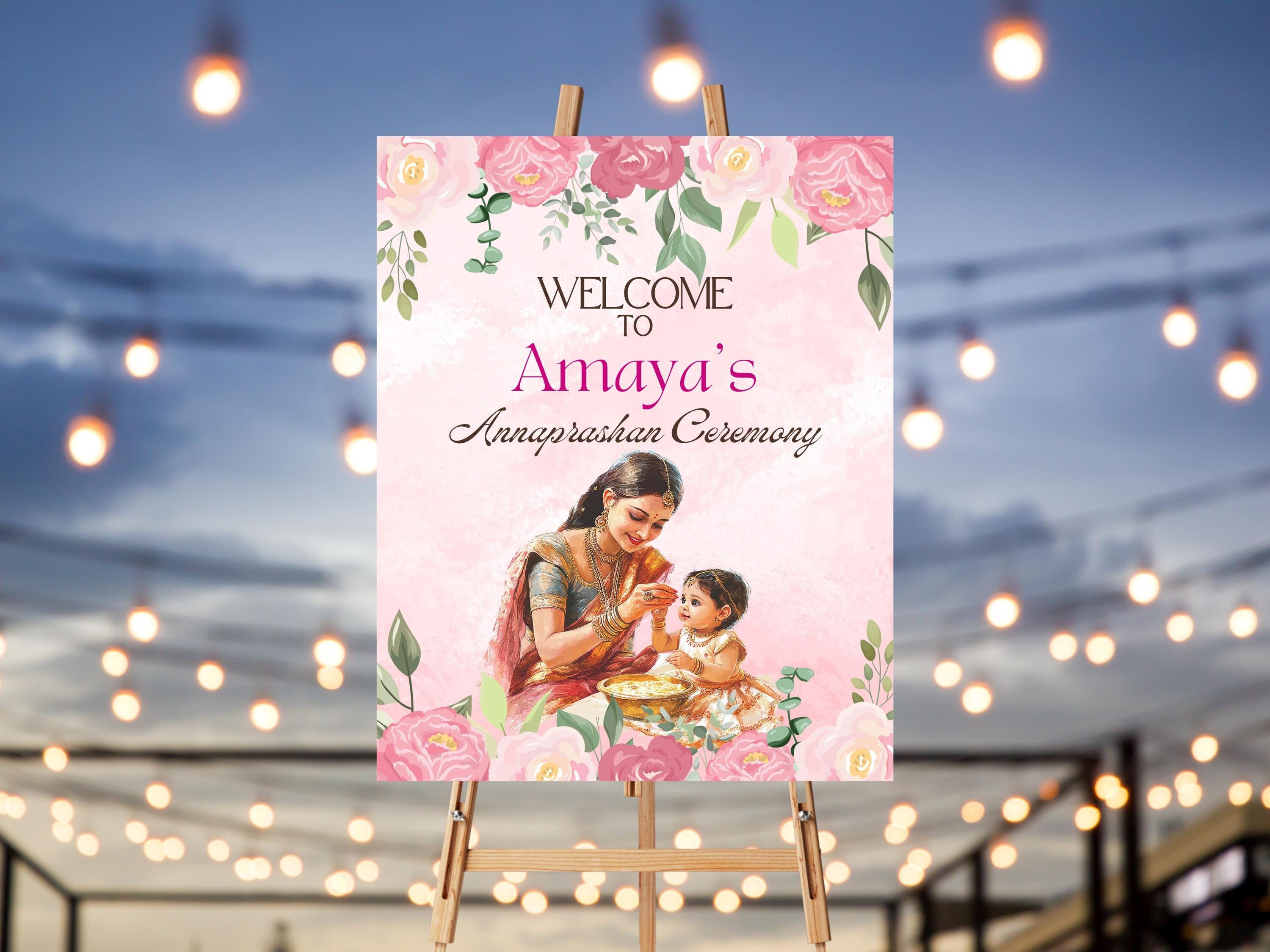 First Rice Ceremony Annaprashan Welcome Sign, Baby Girl Annaprasana ...