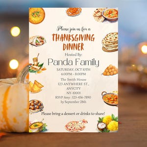 Indian Thanksgiving Dinner Invitation: Editable Festive Potluck Invite ...