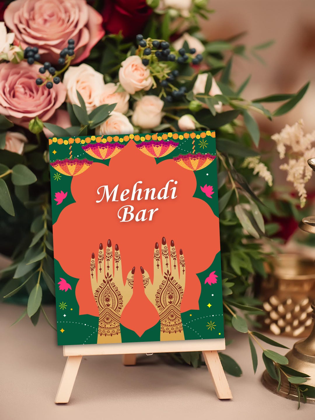 Editable Mehndi Station Sign: Indian Wedding Table Decor (8x10, Instant ...