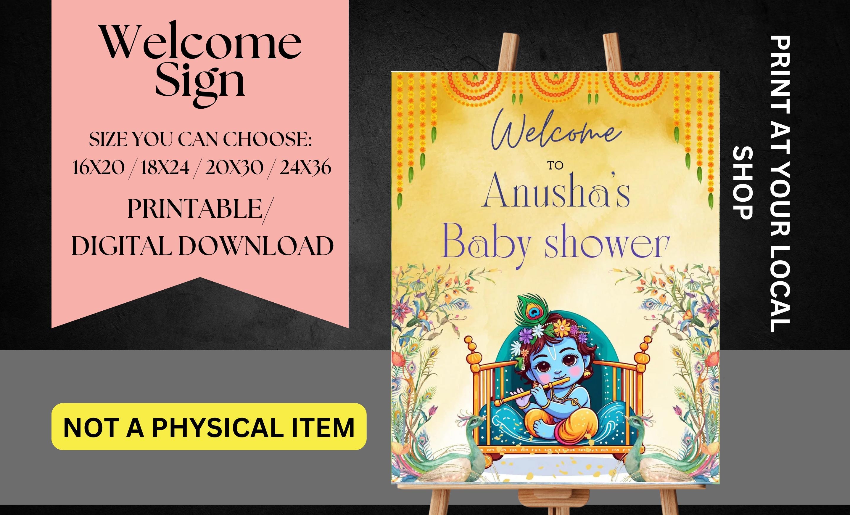 Indian Baby Shower Welcome Sign, Baby Krishna Godh Bharai Welcome ...