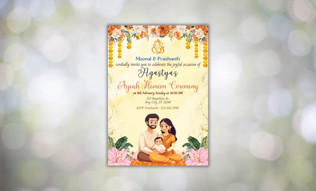 Ayush Homam Ceremony Invitation Auyushya Homa Invitation Card Baby Boy ...