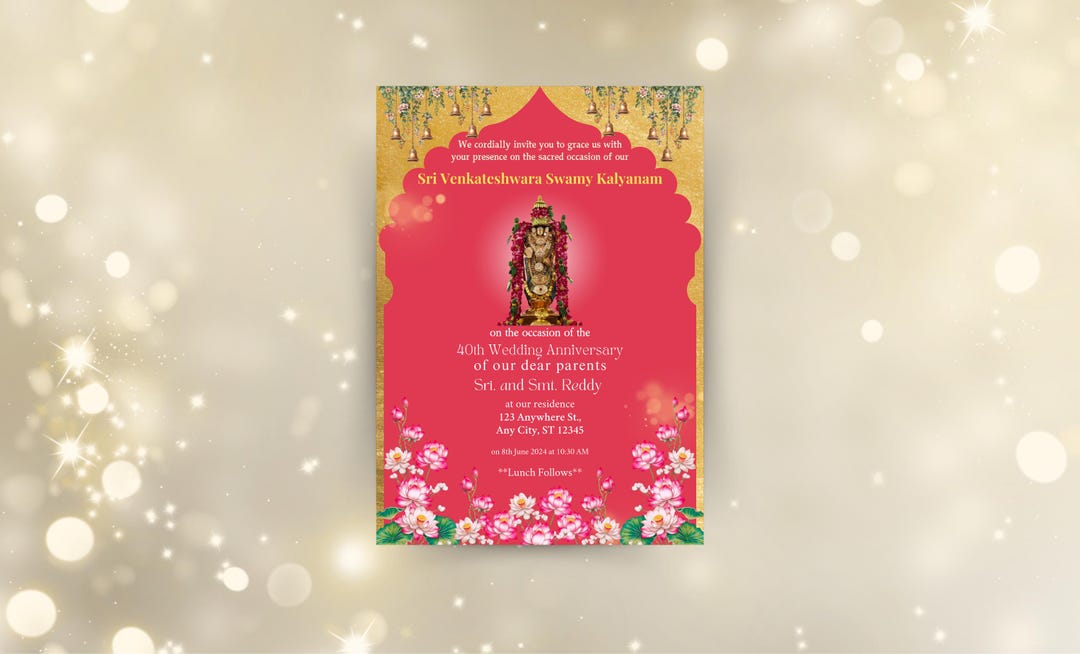 Sri Venkateshwara Swamy Kalyanam Invite Digital Download Canva Template ...