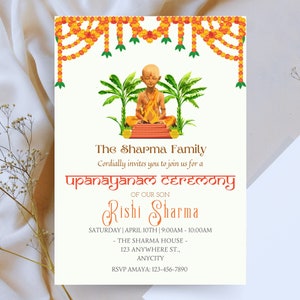 Upanayanam Invitation, Thread Ceremony, Janeu Ceremony Invitation ...