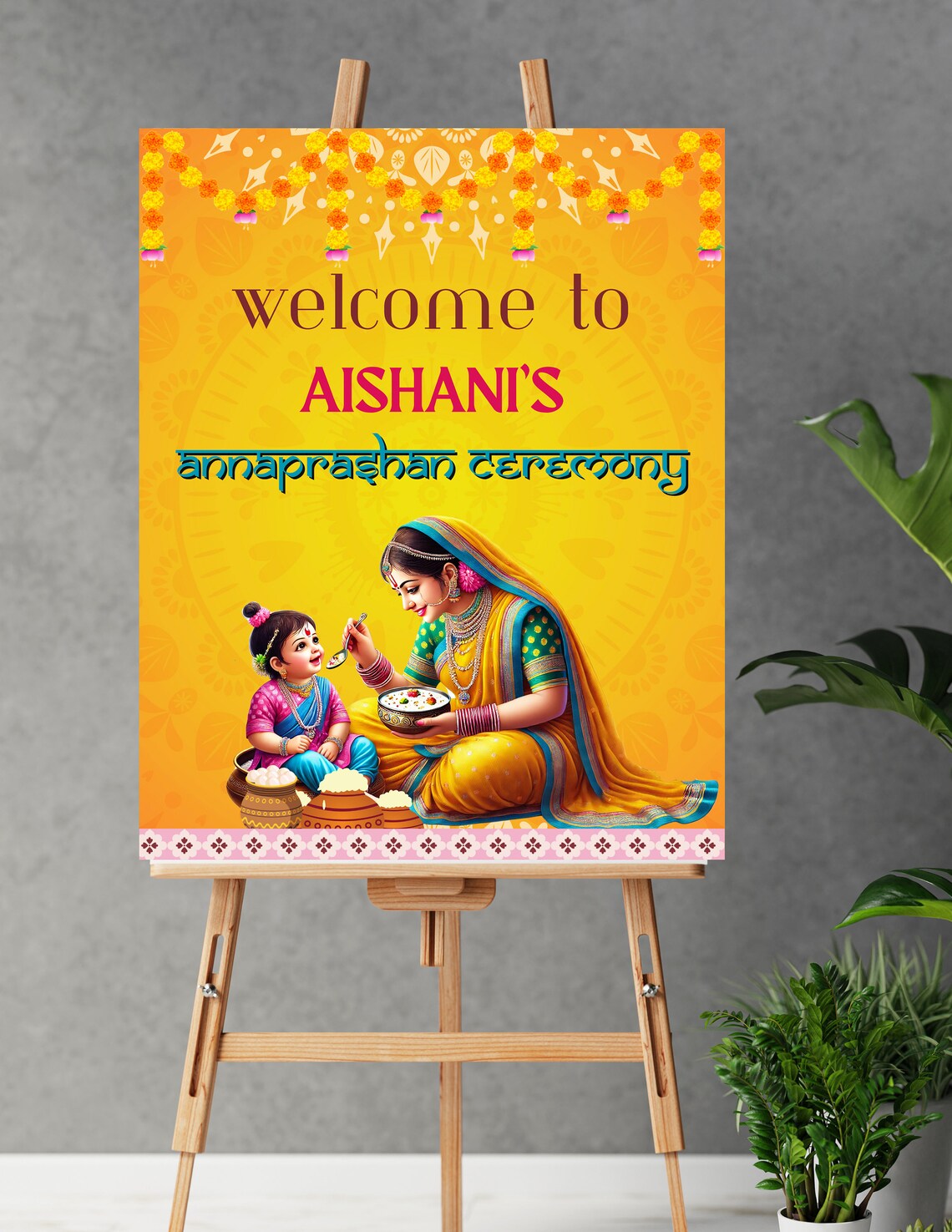 First Rice Ceremony Annaprashan Welcome Sign, Baby Girl Annaprasana ...