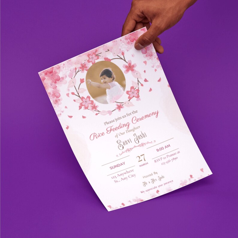 Buy Editable Annaprashan Invitation Card Rice Feeding Ceremony Invite ...