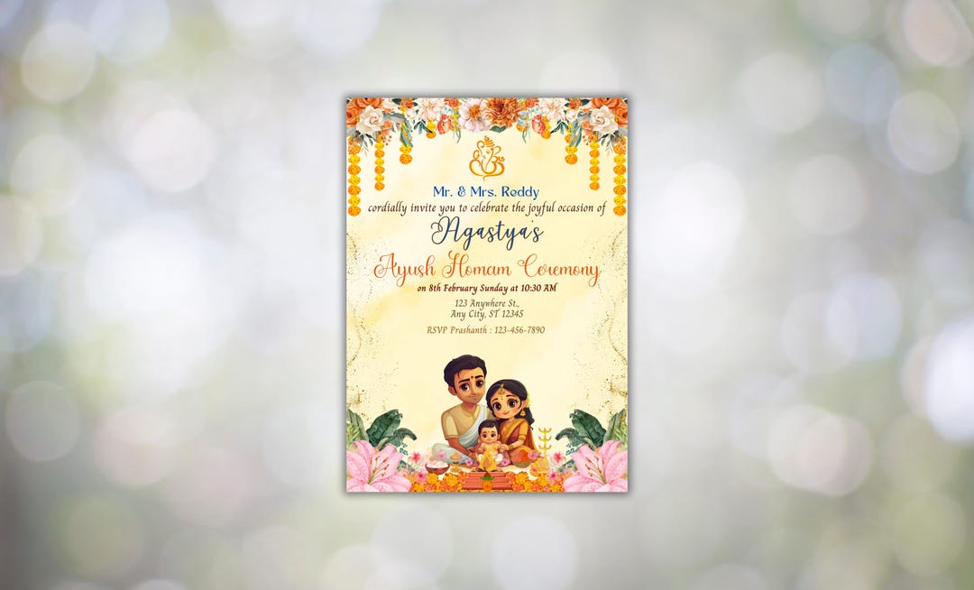Ayush Homam Ceremony Invitation Auyushya Homa Invitation Card Baby Boy ...