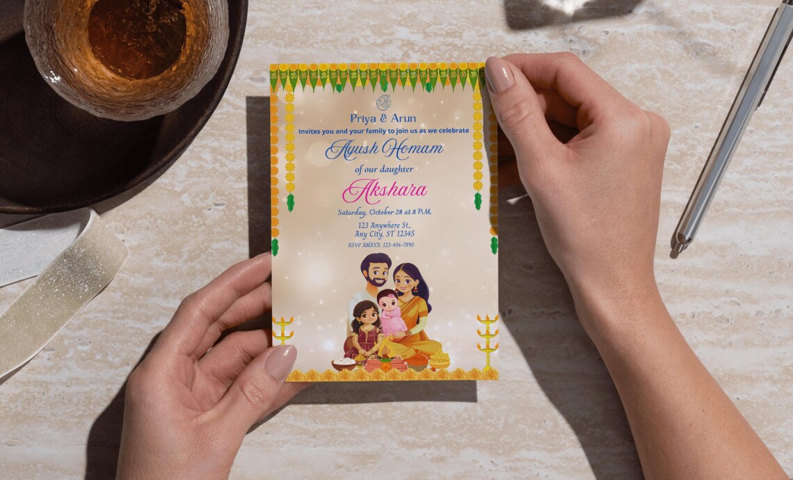 Ayush Homam Ceremony Invitation: Personalized Canva Template (digital ...