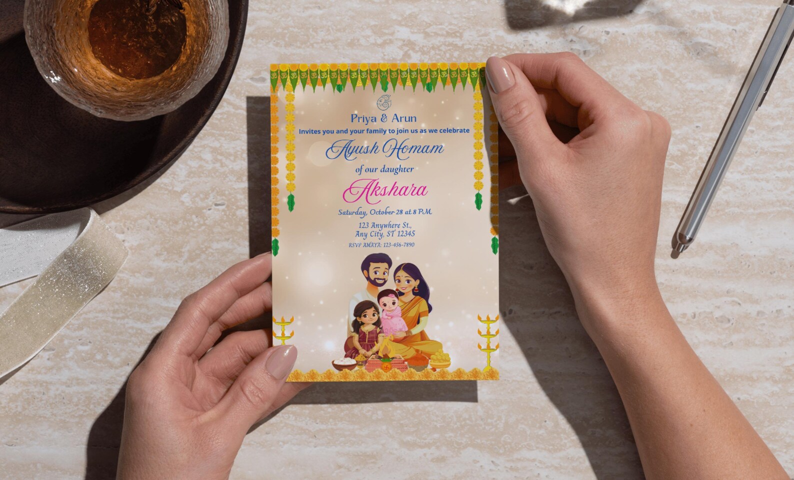 Ayush Homam Ceremony Invitation: Personalized Canva Template (digital ...