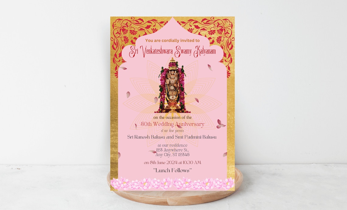 Sri Venkateshwara Swamy Kalyanam Invite Digital Download Canva Template ...