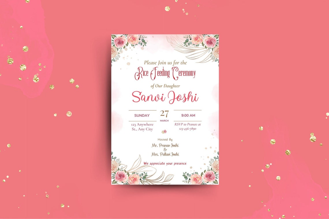 Editable Annaprashan Invitation Card | Rice Feeding Ceremony Invite ...