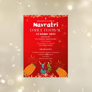 Navratri Dandiya Nights Garba Invite, Garba Invitation, Indian Dance ...