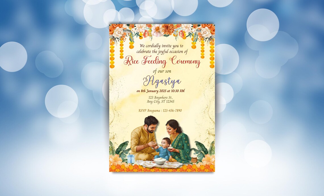 Editable Annaprashan Invitation Boy Rice Feeding Ceremony Invite Pasni ...