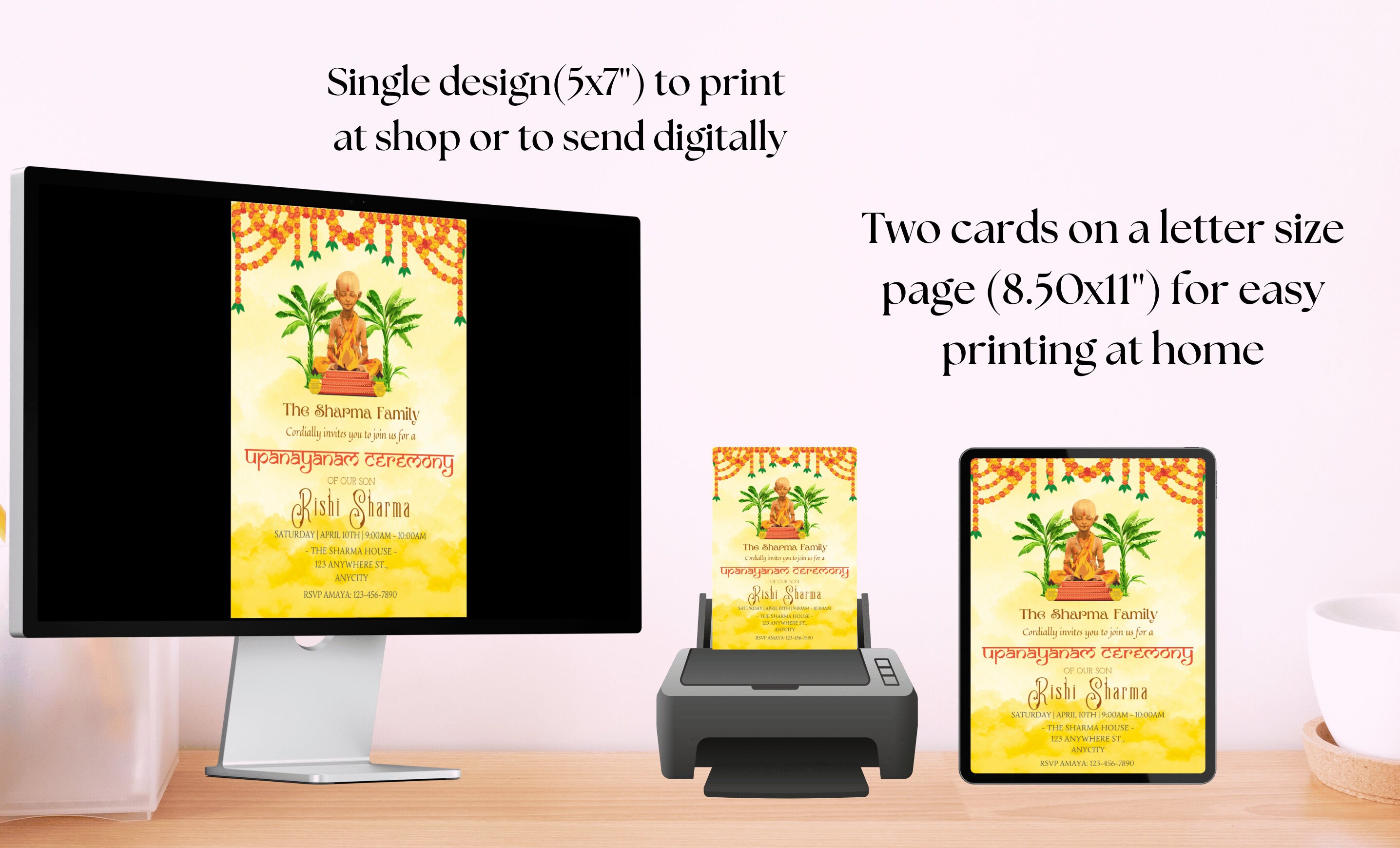 Upanayanam Invitation, Thread Ceremony, Janeu Ceremony Invitation ...