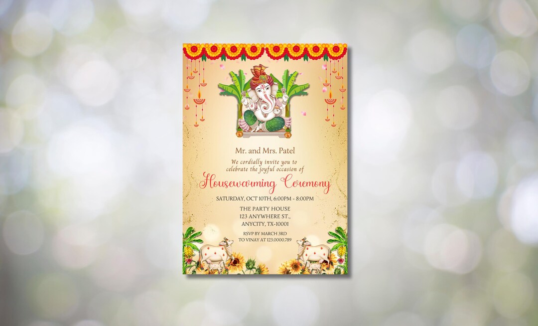 Indian Griha Pravesh Invitation | Housewarming Party Invite | Gruha ...