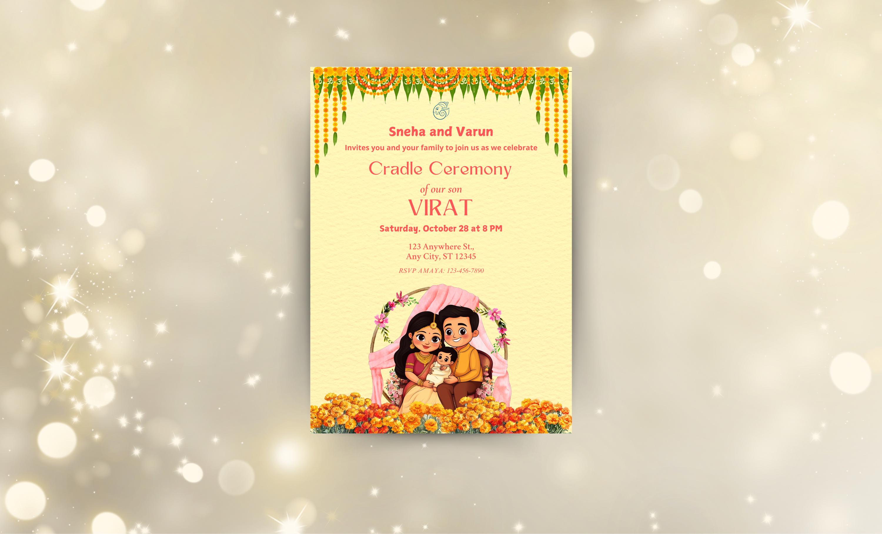 Editable Naamkaran Cradle Ceremony Invitation: Baby Naming Invite ...