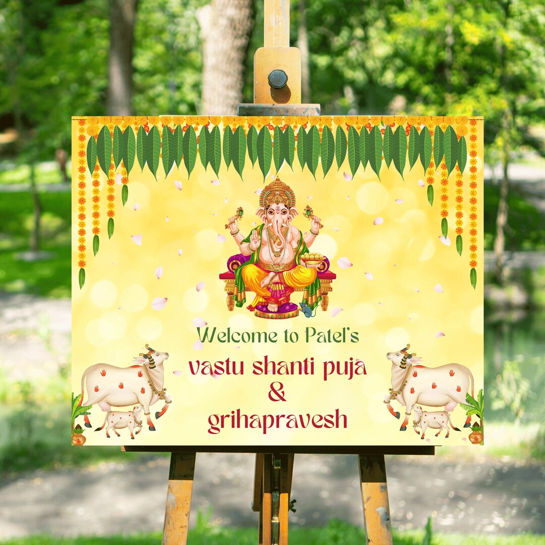 Indian Griha Pravesh Welcome Sign: Housewarming Ceremony Decor (digital ...