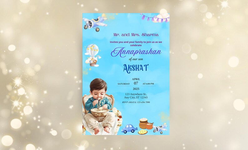 Editable Annaprashan Invitation Card Rice Feeding Ceremony Invite Pasni ...