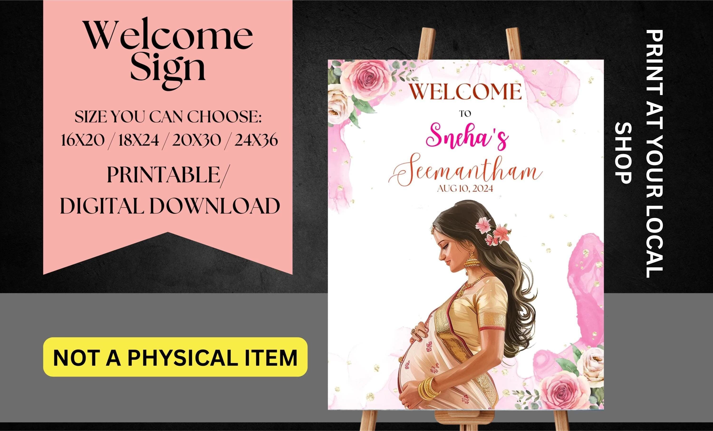 Indian Baby Shower Welcome Sign, Baby Krishna Godh Bharai Welcome ...