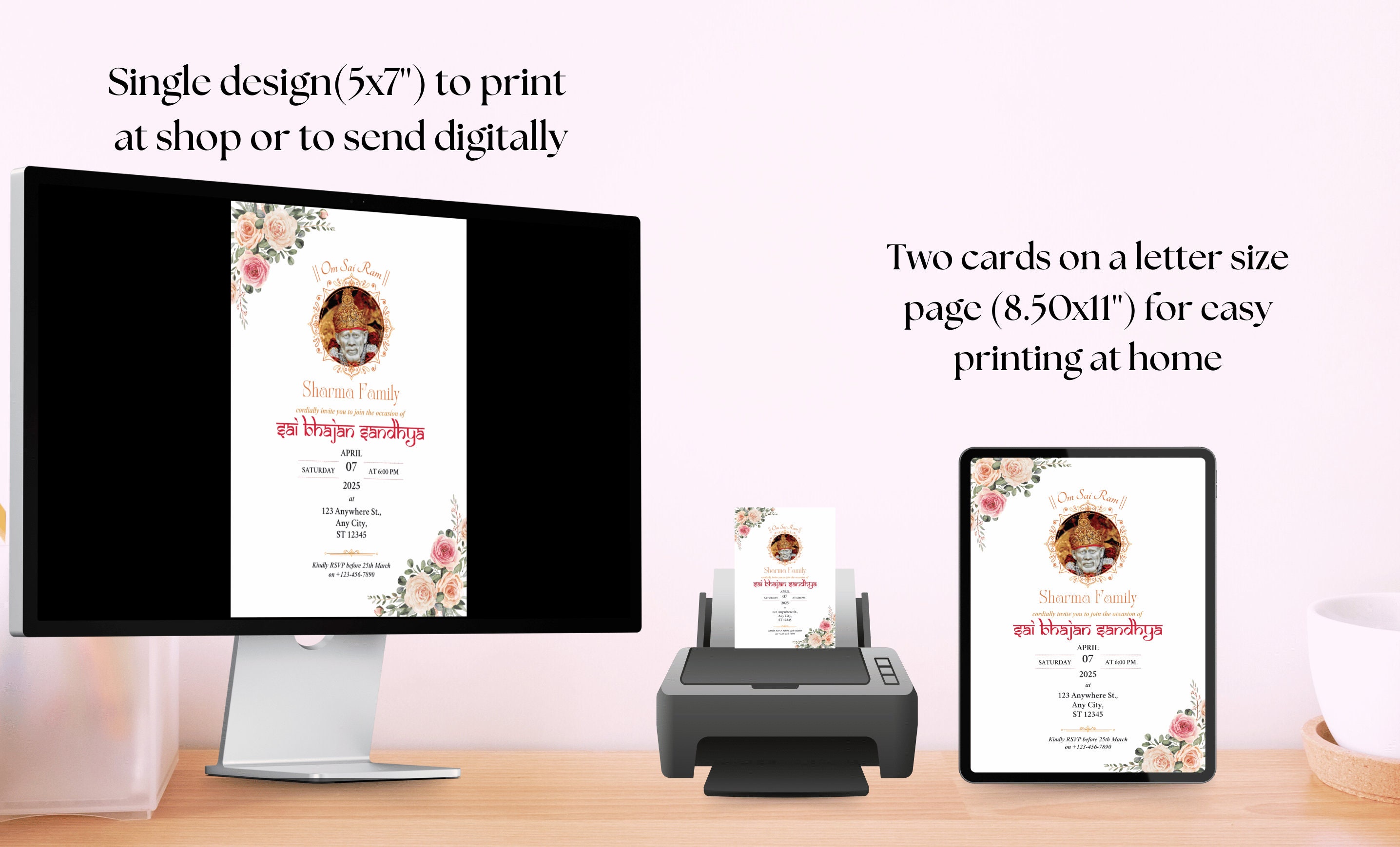 Sai Baba Bhajan Sandhya Invite, Sai Ram Bhajan Invitation, Sai Nath ...