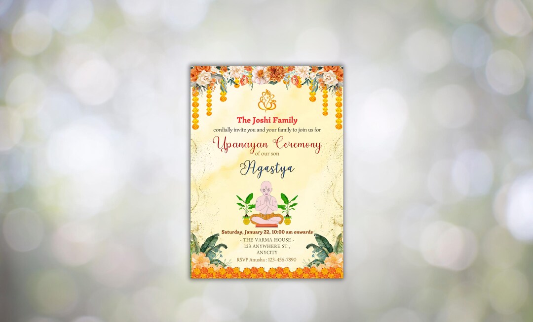 Upanayanam Invitation, Thread Ceremony, Janeu Ceremony Invitation ...