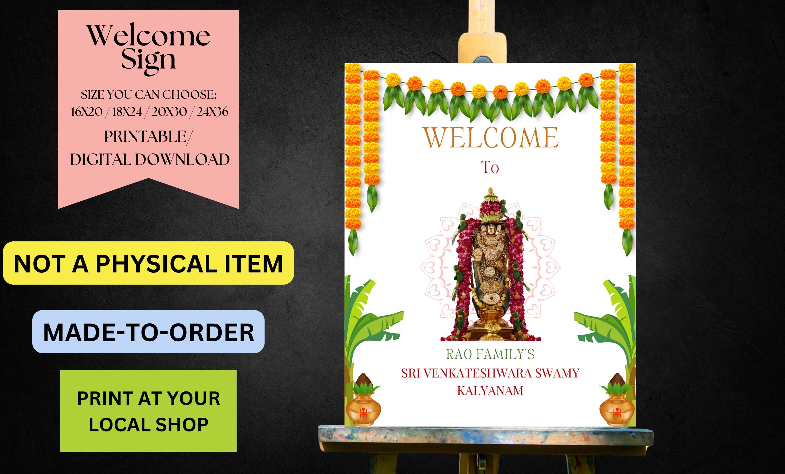 Sri Venkateshwara Swamy Kalyanam Welcome Sign: Indian Pooja (digital ...