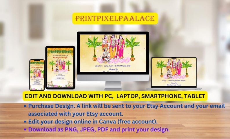 Editable Ramayana Pooja Invitation: Indian Puja Canva Template - Etsy ...