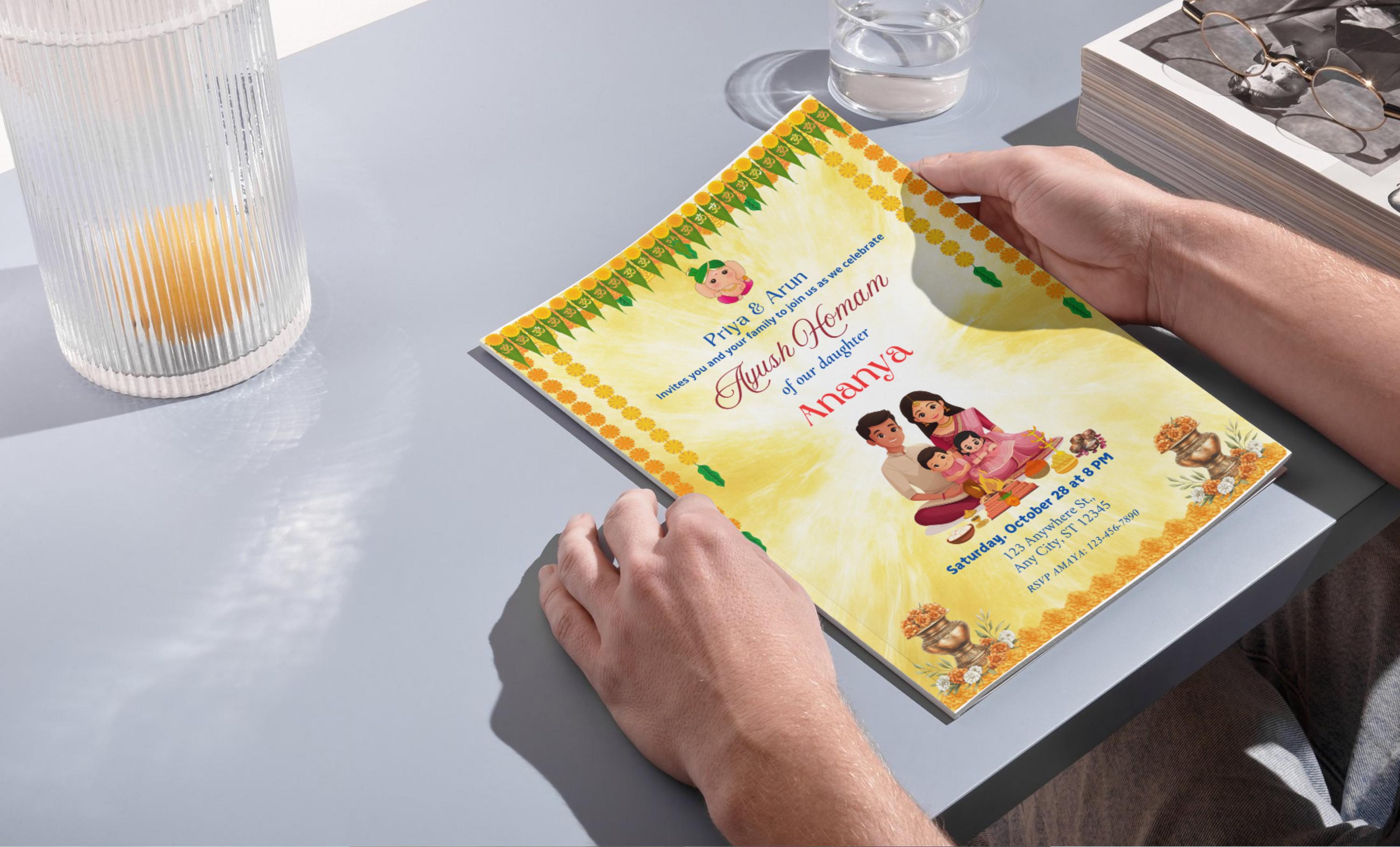 Baby Girl Ayush Homam Invitation: Personalized Canva Template (digital ...
