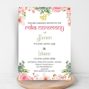 Indian Roka Ceremony Invite | Engagement Invitation | Floral Engagement ...